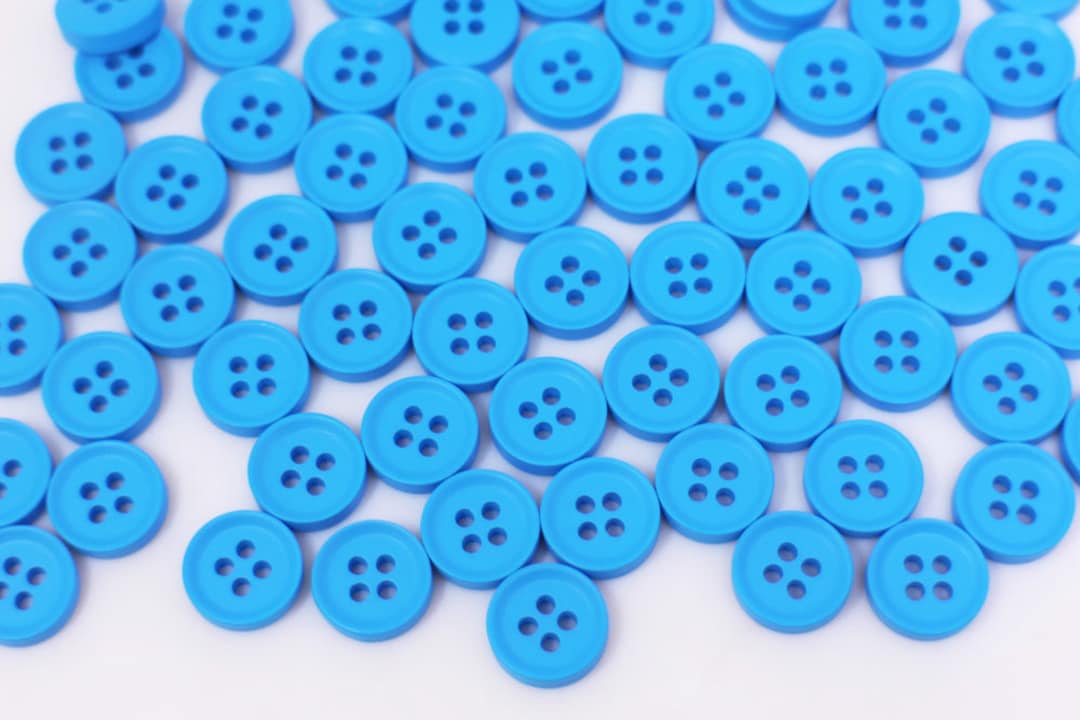 Matte Light Blue Buttons, Matte Solid Color, Small Size, Four Holes ...