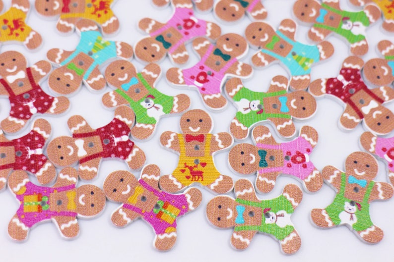 Gingerbread Wooden Buttons Christmas Wood Buttons X'mas | Etsy