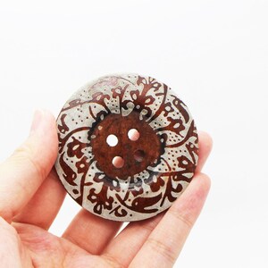 Extra Large Ethnic Pattern Wooden Button, 60mm, 2.36inch, Bohemian BOHO ...