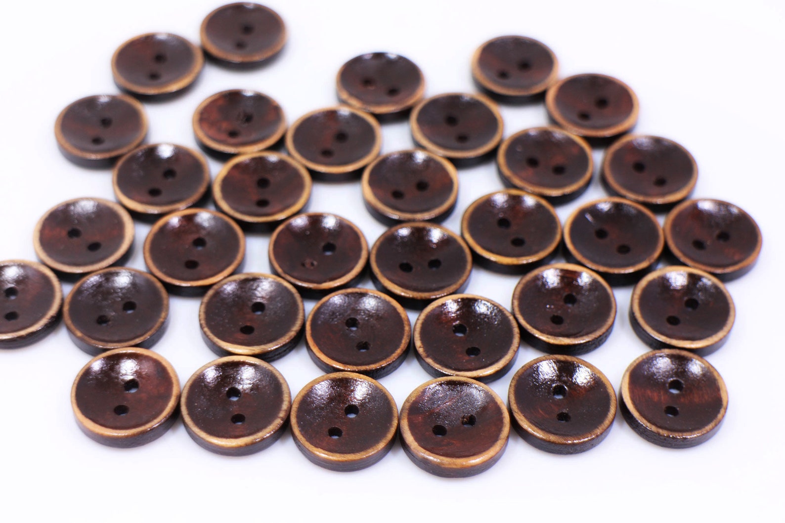 Dark Brown Wooden Buttons 15mm 0.59inch Duo Colors Bowl - Etsy