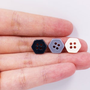 Metallic Dark Blue Hexagon Button, Four Holes, Irregular Shape, Shiny ...
