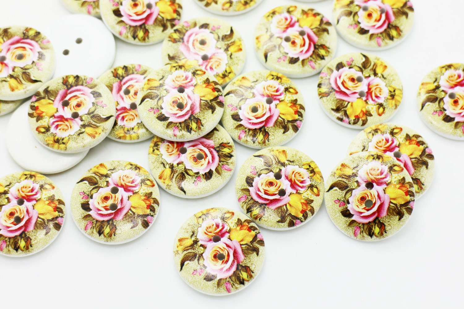 Vintage Roses Wooden Button Coat Button Flower Button | Etsy