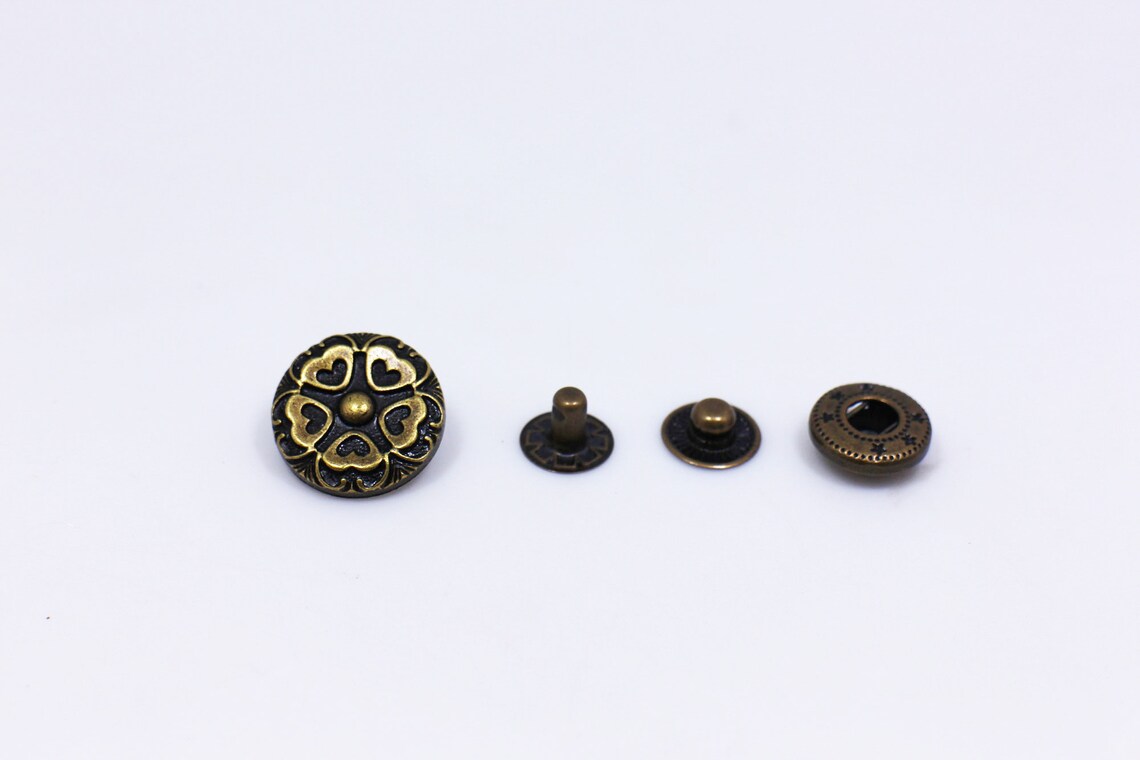 Flower Snap Fastener Floral Shape Snap Button Antique Bronze - Etsy