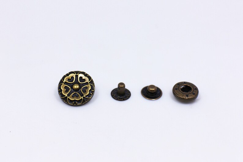 Flower Snap Fastener, Floral Shape Snap Button, Antique Bronze Press ...