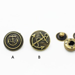 Anchor Snap Buttons, Sea Boat Anchors Snap Fastener, Antique Bronze ...