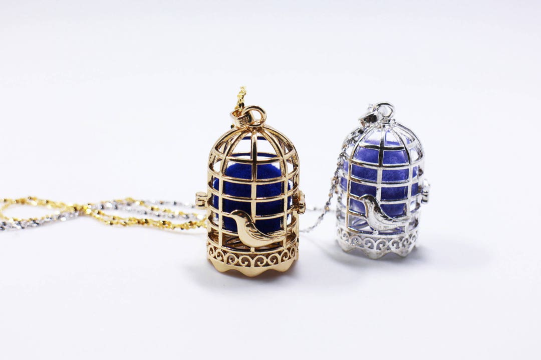 Bird Cage Essential Oil Diffuser Necklace, for Aromatherapy Oil Perfume ...