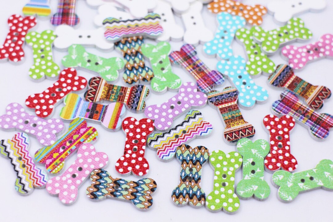 Dog Bone Wood Button, Children Button, Baby Button, Dog Wooden Buttons ...