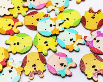 Dog Buttons Set of 10 Craft Sewing Buttons Wood Dog Buttons - Etsy