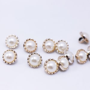Pearl Shank Buttons, Made of ABS Plastic, Gold Color Edge, for Sewing ...