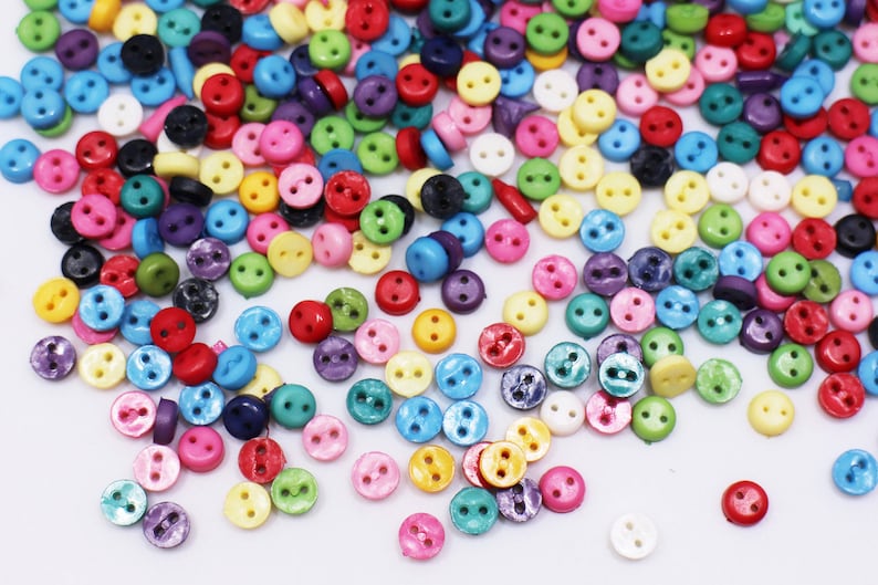 50 Tiny Button Mixed Color Round Shape Button Mini Button - Etsy