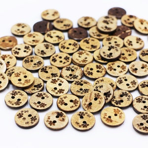Floral Coconut Button, Flower Pattern Coconut Shell Buttons, Two Holes Sewing Button, Blouse ...
