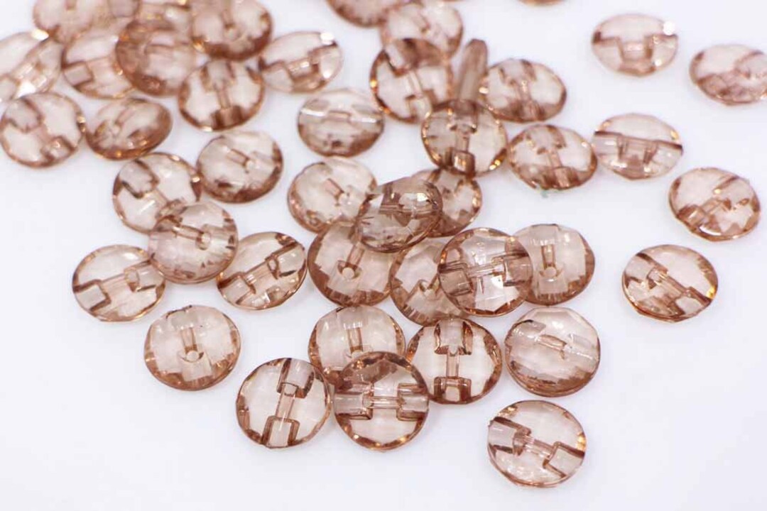 Brown Clear Acrylic Shank Buttons, Tunnel Shank, Transparent, Back Hole ...