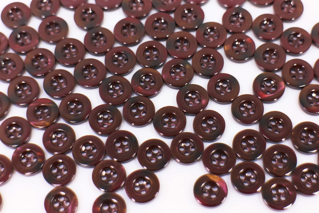 Dark Wine Red Buttons, Burgundy Red Color, Four Holes Raised Wide Edge ...