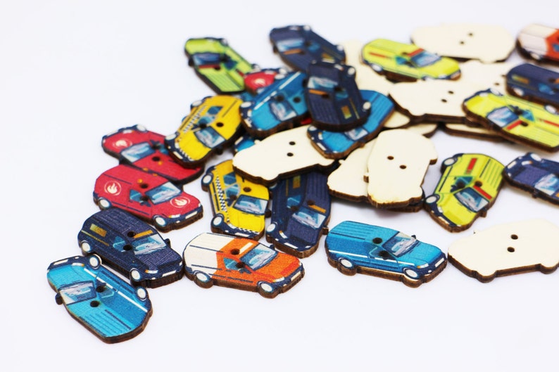 Van Wooden Button Vehicle Wood Buttons Two Holes Sewing | Etsy