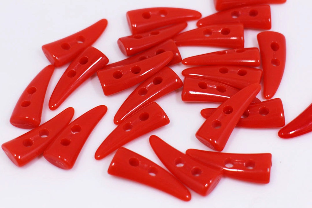 Red Toggle Button, Bright Red Color, Two Holes, Made of Resin, for ...