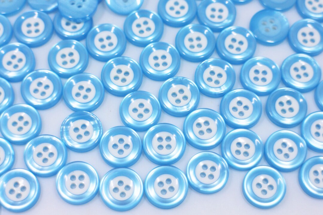 Light Blue Buttons, Two Colors, Blue and White, Raised Edge, Shiny ...