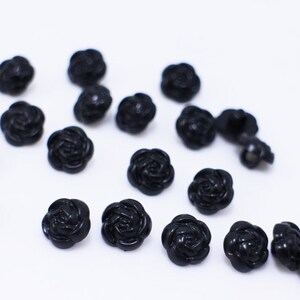 Black Rose Shank Buttons, Flower Floral Shape, Made of ABS Plastic, for ...