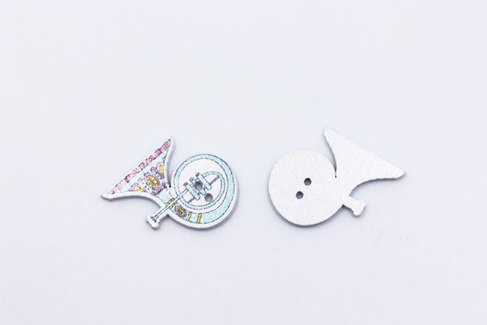 Tuba Wooden Button, Musical Instrument Wood Buttons, Mixed Colors ...