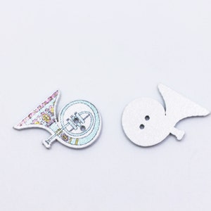 Tuba Wooden Button, Musical Instrument Wood Buttons, Mixed Colors ...