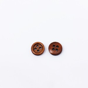 Extra Small Brown Wooden Button, 10mm, 0.39inch, Mini Size, Natural ...