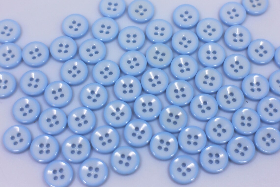Light Blue Buttons Blue and White Color Four Holes Small - Etsy