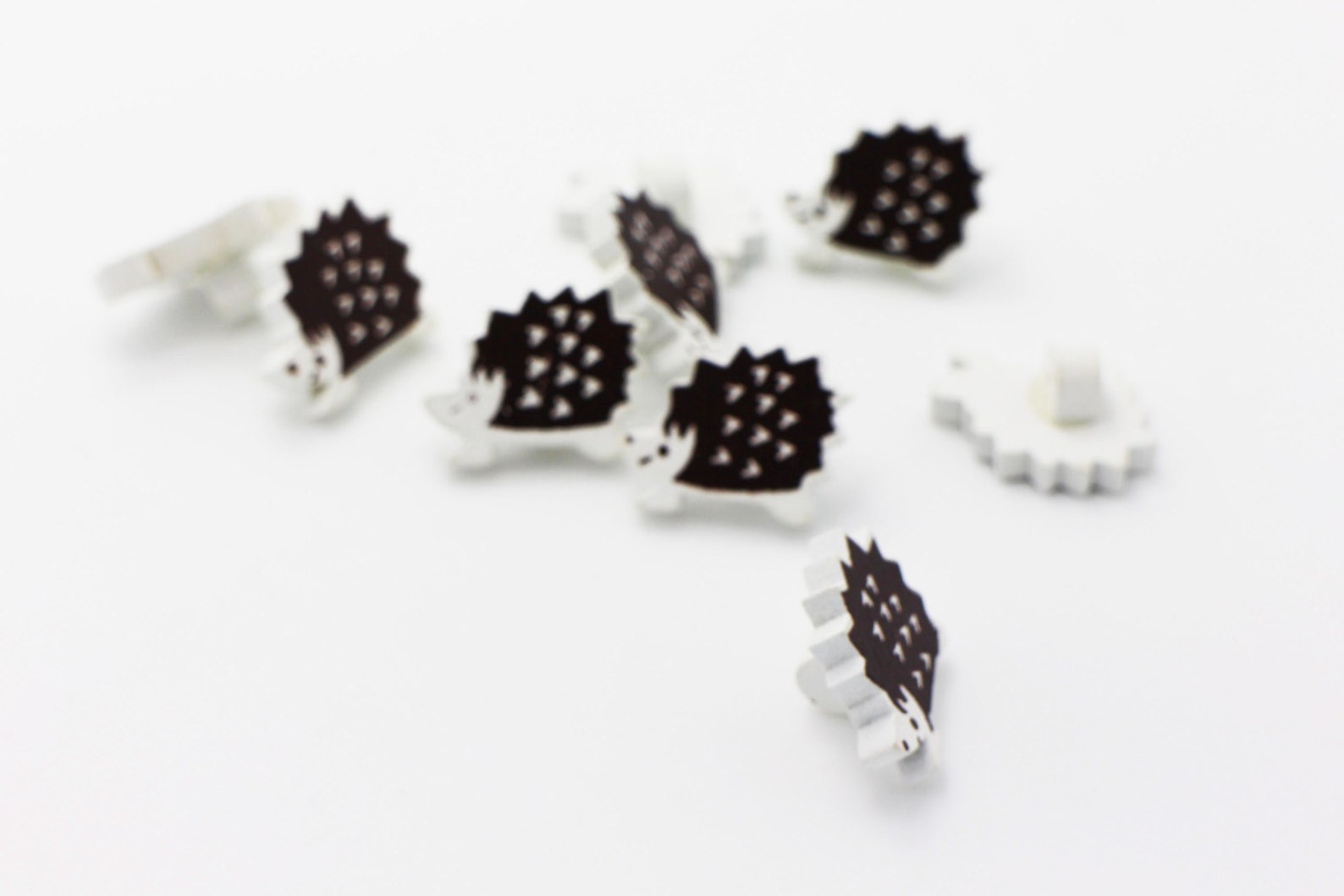 Hedgehog Wooden Shank Button Animal Shape Back Hole Dark - Etsy