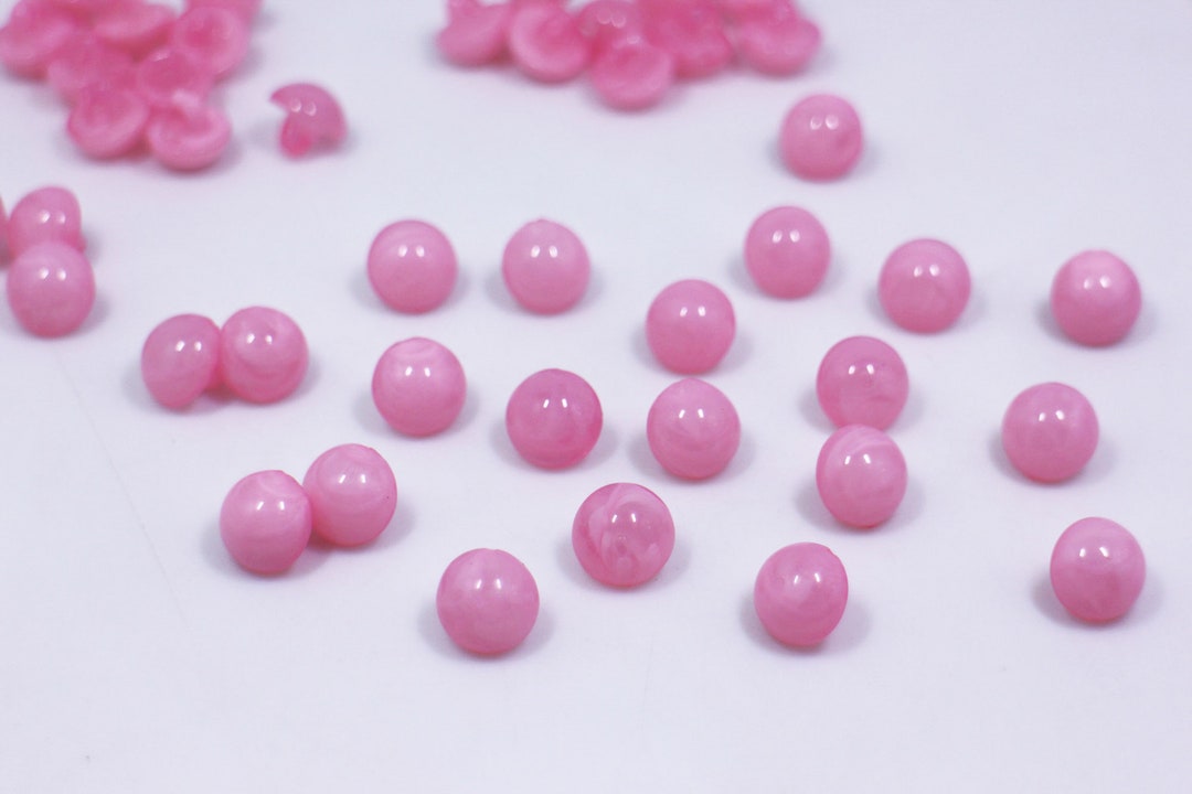 Pink Marble Pattern Shank Buttons, Mushroom Shape, Retro Style, Back ...