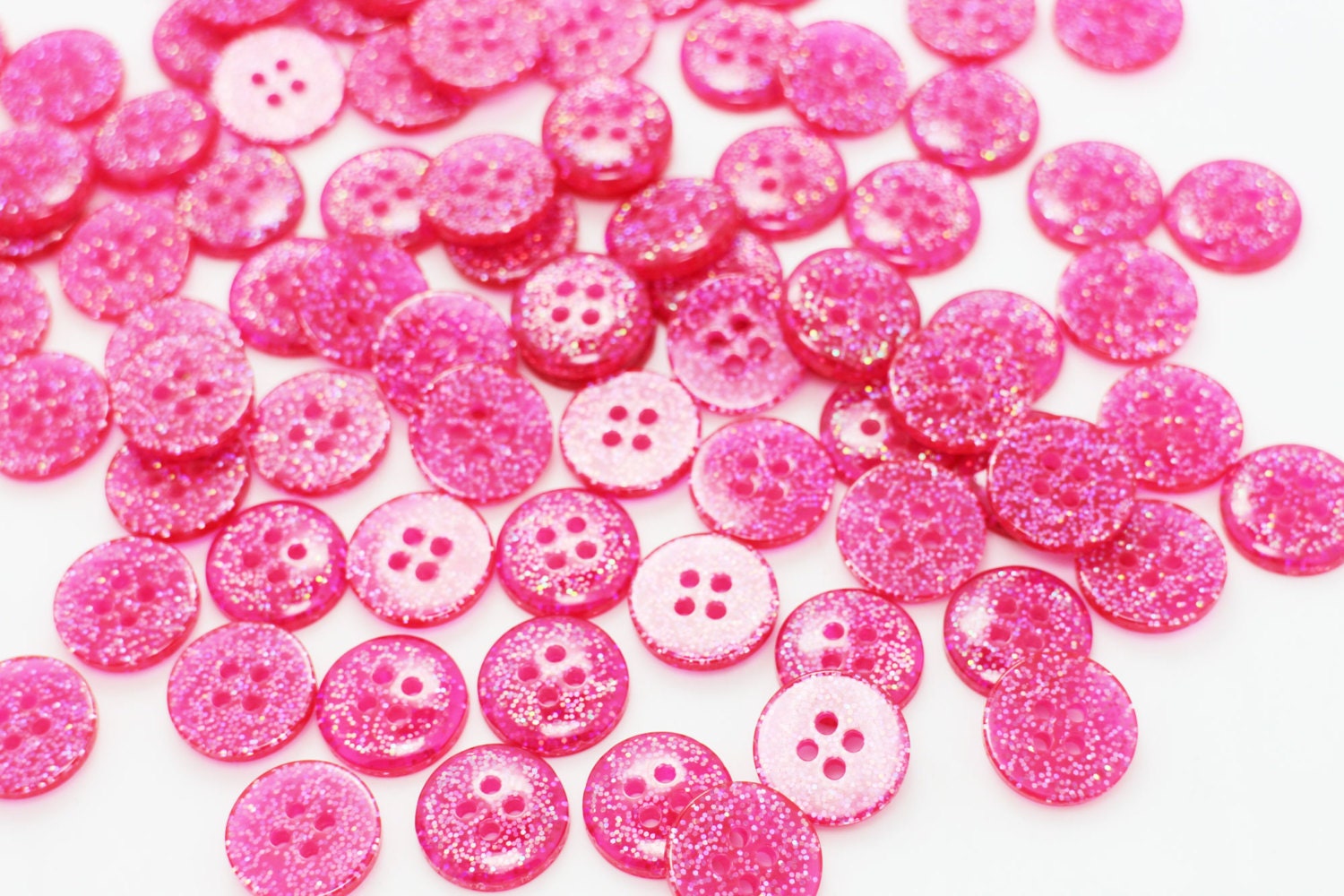 Pink Glitter Shimmer Button Four Holes Raised Top Smooth - Etsy