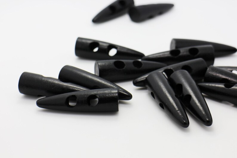 Black Wooden Toggle Button, Pointy Head, Large Size, Long Triangle ...