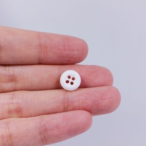 Tiny Matte White Buttons, Bowl Shaped, Extra Small Mini Size, Four ...