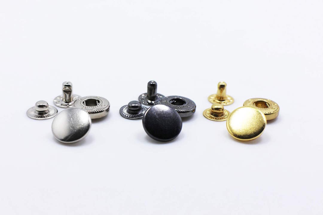 Silver, Gold, Dark Silver Color Metal Black Snap Buttons, Press Stud ...