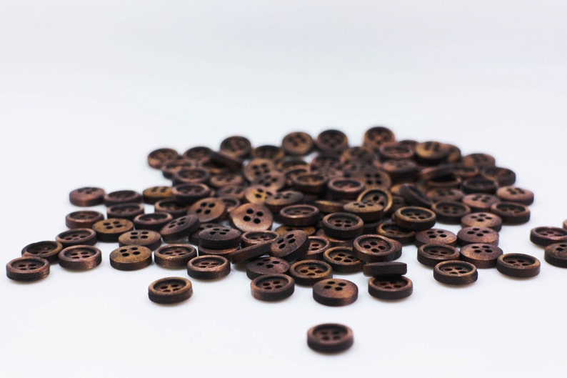 Tiny Dark Brown Wooden Button Small Natural Wood Buttons | Etsy