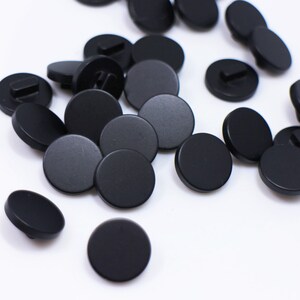 Matte Black Shank Buttons, Flat Top, No Shine, Back Hole, Round Shape ...