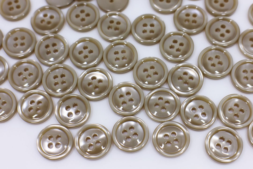 Khaki Buttons, Shiny Finish, Retro Style, Medium Size, for Business ...