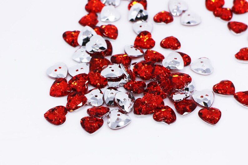 Red Heart Acrylic Buttons, Shiny Elegant, Bright Red Color, Heart ...