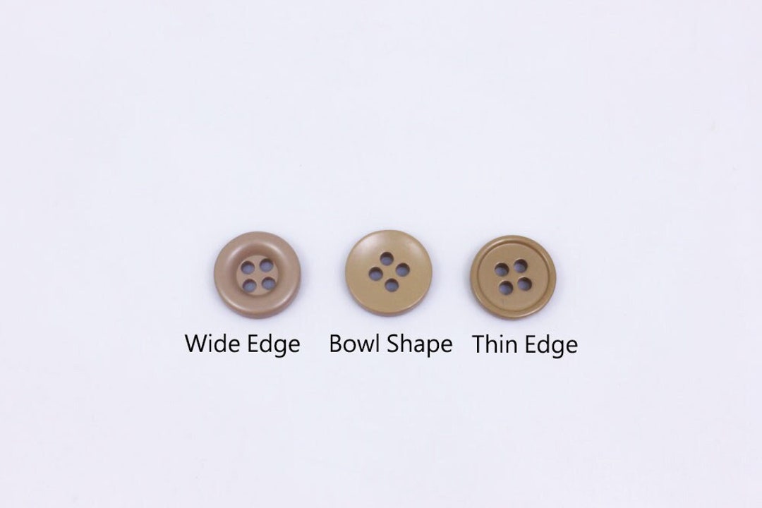 Matte Khaki Buttons, Thin Raised Edge, Wide Edge, Four Holes, Brown ...