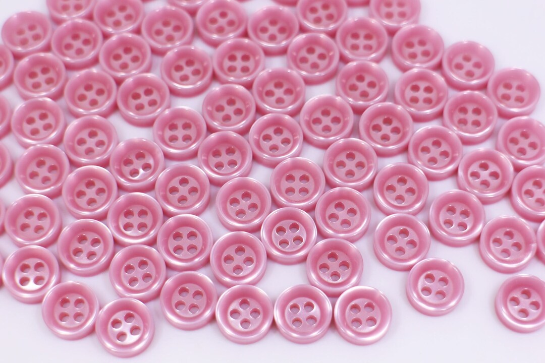 Small Pink Button, Bowl Shaped, Shiny Finish, Four Holes, for Sewing ...