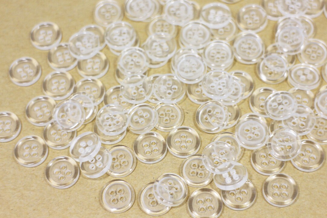 Clear Buttons, 50 Pieces, Transparent, Four Holes, Raised Edge, for ...
