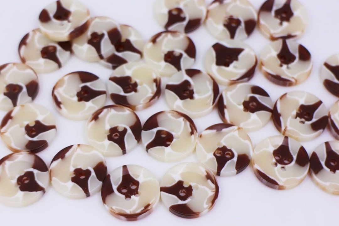 Brown Marble Pattern Buttons, Brown and Beige Color, Four Holes, Semi ...