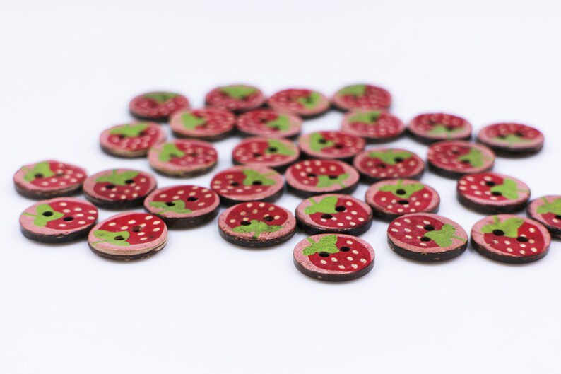 Strawberry Coconut Shell Button Pink Strawberry Button - Etsy