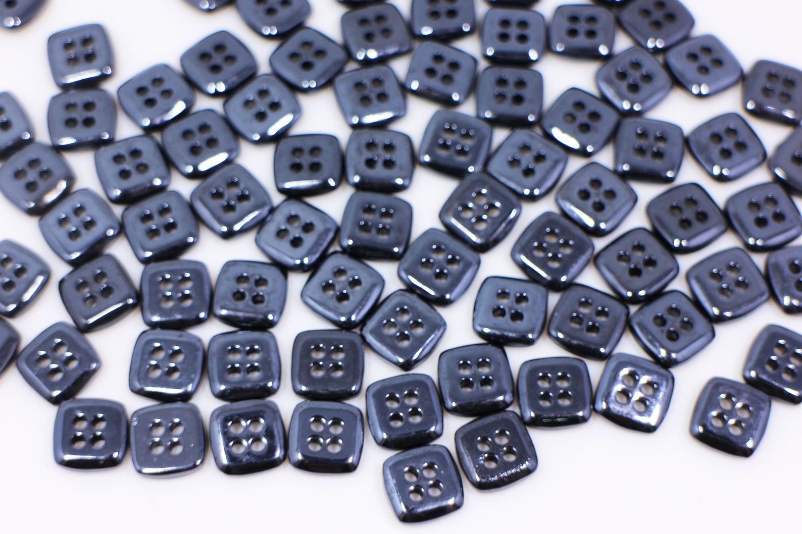 Metallic Dark Blue Square Button Rectangular Shaped Button | Etsy