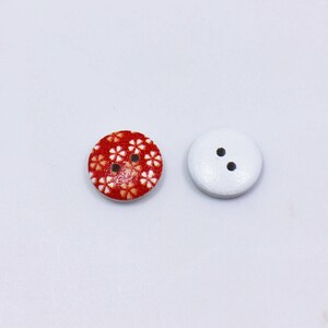 Sakura Wooden Buttons, Japanese Flower Print, Small Size, Round Shaped ...