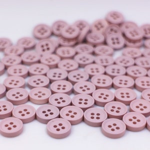 Matte Light Pink Buttons, Pastel Pink Solid Color, Four Hole, Thin ...