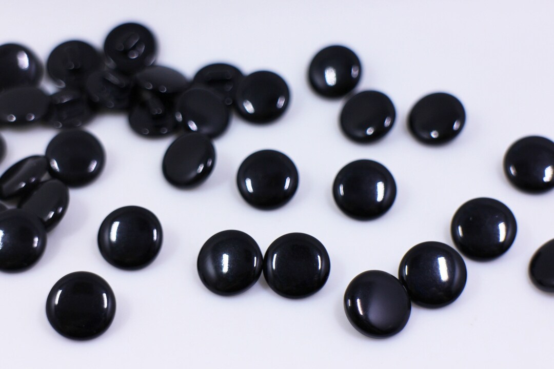 Glossy Black Shank Buttons, Solid Color, Round, Shiny Finish, Animal ...