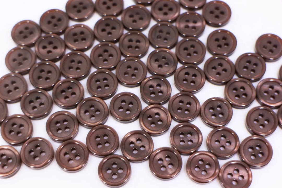 Brown Small Edge Buttons, Shiny Finish, Four Holes, for Suit Shirt ...