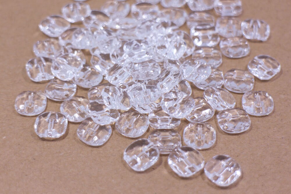 Square Shaped Clear Acrylic Shank Buttons, Tunnel Shank, Transparent ...