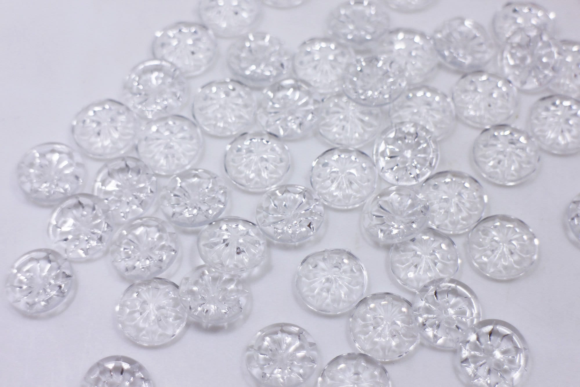 Clear Flower Acrylic Buttons Round Shaped Two Holes Buttons | Etsy