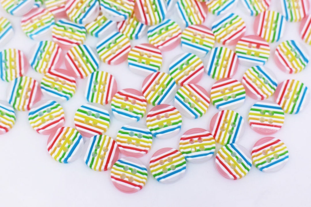 Rainbow Button, Striped Pattern, Pastel Colors, Colorful Fun, Small ...
