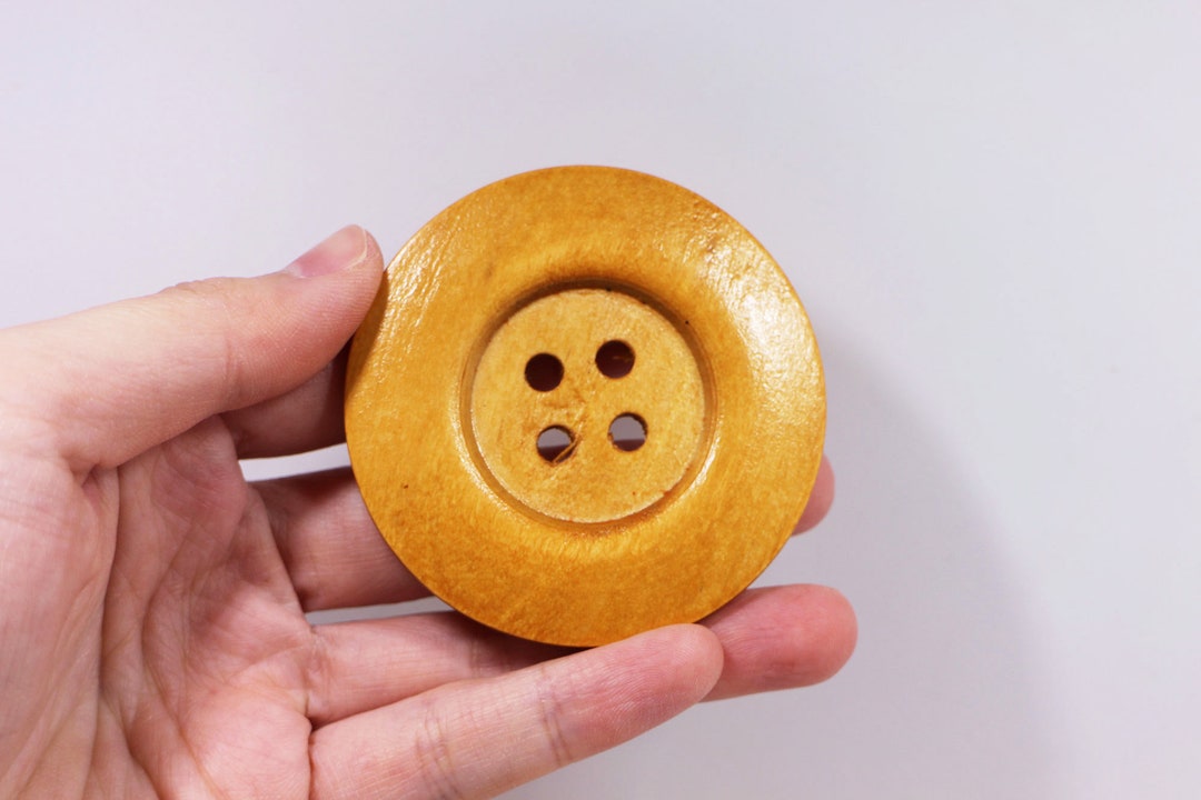 Extra Large Brown Wooden Button, 50mm, 60mm, 2inch, Huge Size, 4 Holes ...