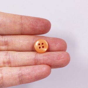 Light Orange Button, Shiny Orange Button, Small Four Holes Sewing ...